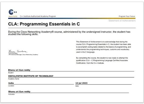 Proud To Have Successfully Completed The Cla Programming Essentials In C Course Provided