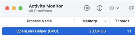 Openlens Helper Gpu Process High Memory Usage On Macos Ventura