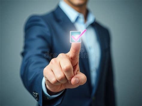 Businessman Touch Checking Mark Checklist Markerhas Choose One Of The