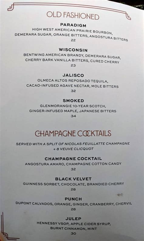Menu At The Mayfair Supper Club Las Vegas