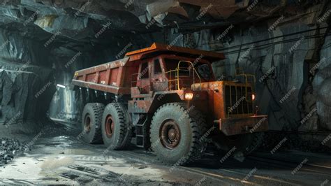 Premium Photo Massive Mining Truck In An Underground Illuminated Mine