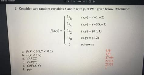 Solved 2 Consider Two Random Variables X And Y With Joint