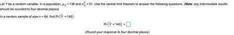 Solved Let Ybe A Random Variable In A Population My 138