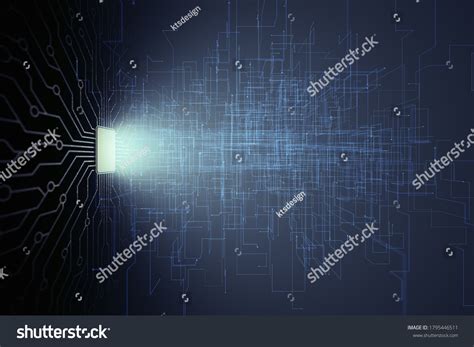 artificial intelligence microchip connections electric pulses stock