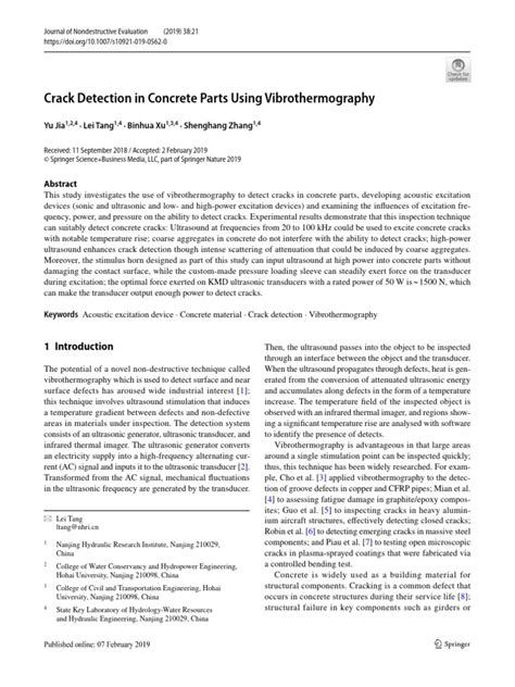 Crack Detection In Concrete Parts Using Vibrothermography Pdf Ultrasound Concrete