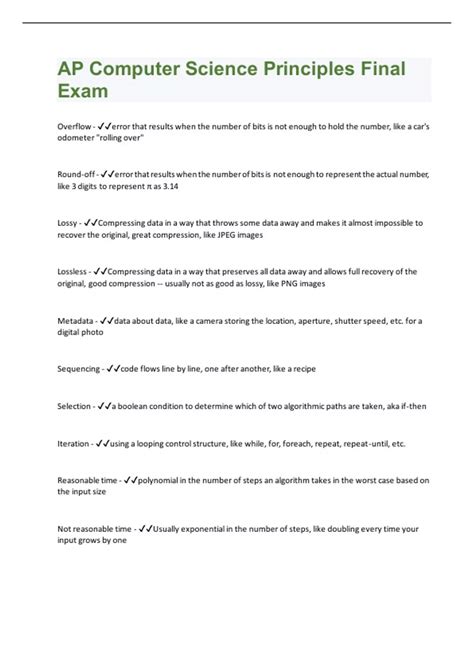 Ap Computer Science Principles Final Exam 251 Questions And Answers