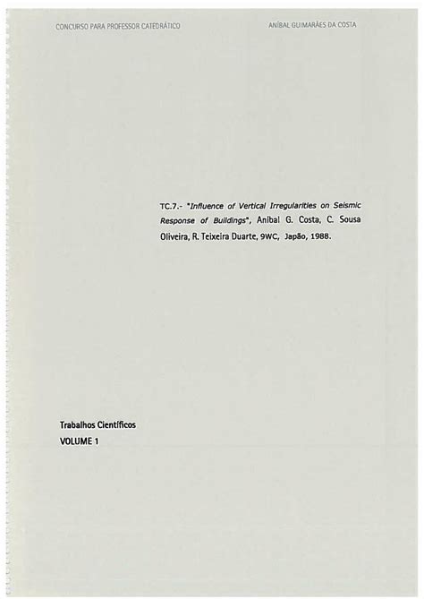 Pdf Influence Of Vertical Irregularities On Seismic Response Of Buildings