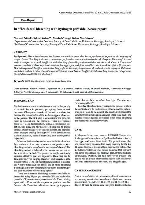 Pdf In Office Dental Bleaching With Hydrogen Peroxide A Case Report
