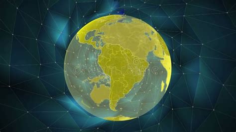 Animation Of Rotating Globe And Connected Dots Forming Tunnel Against
