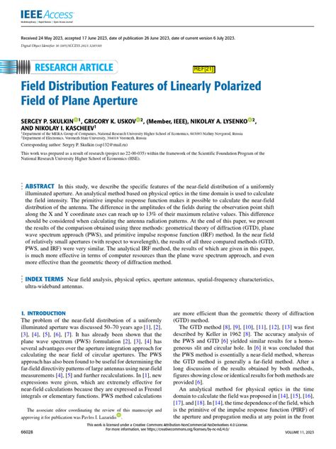 Field Distribution Features Of Linearly Polarized Field Of Plane Aperture Pdf Polarization
