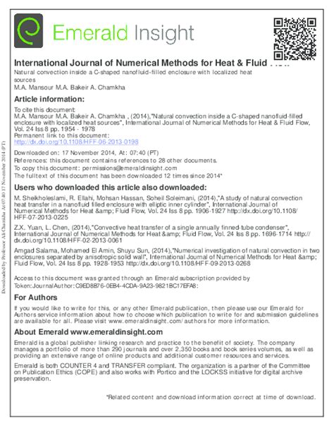 Pdf International Journal Of Numerical Methods For Heat And Fluid Flow