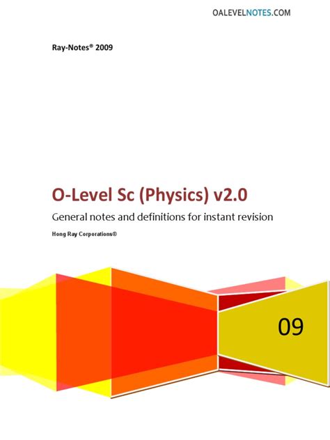 O‐level Sc Physics V2 0 General Notes And Definitions For Instant Revision Waves Sound