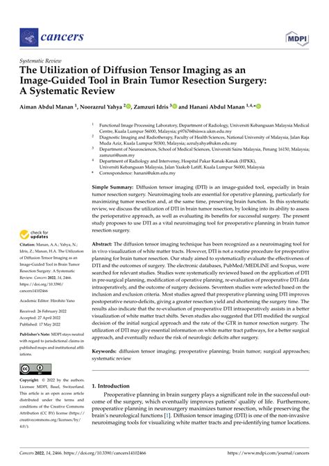 PDF The Utilization Of Diffusion Tensor Imaging As An Image Guided Tool In Brain Tumor