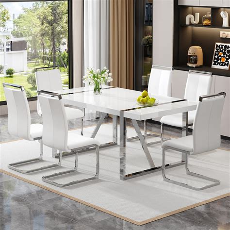 Modern White Dining Room Table