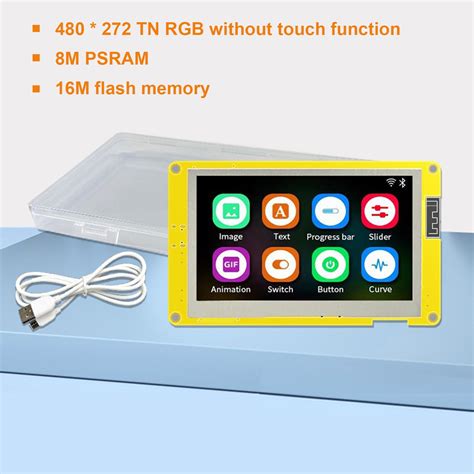 Esp32 Development Board Lvgl 43 Lcd Display Wifi Bluetooth Module 8m Psram 16m