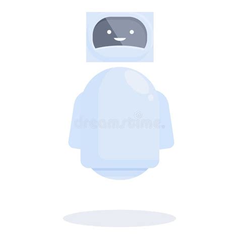 Cute Robot Is Floating Happily On A White Background Stock Vector Illustration Of Flat
