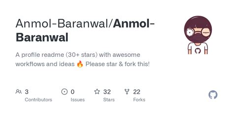 Github Anmol Baranwalanmol Baranwal A Profile Readme 30 Stars With Awesome Workflows And
