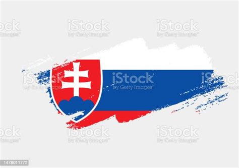흰색 배경에 격리된 슬로바키아의 예술적 그런지 브러시 깃발 국가 국기의 우아한 질감 슬로바키아에 대한 스톡 벡터 아트 및 기타 이미지 슬로바키아 0명 개념 Istock