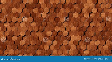 Randomly Shifted Offset Wooden Hexagon Or Honeycomb Surface Background