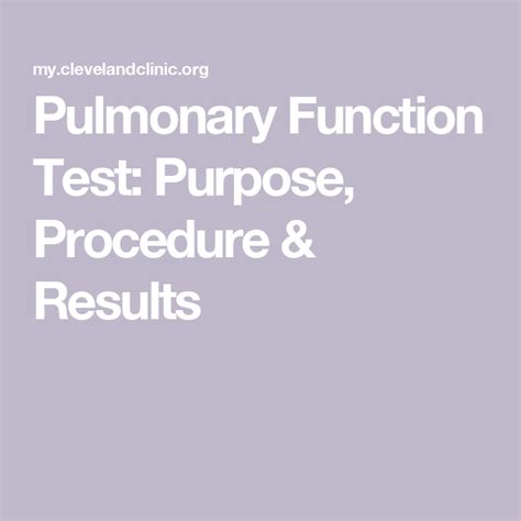 Pulmonary Function Test Purpose Procedure And Results Pulmonary