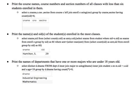 solved print the course names course numbers and section