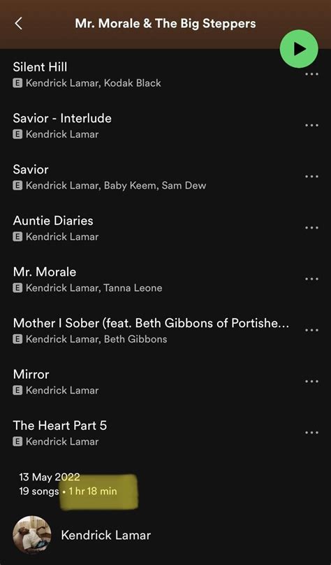 1 Hour 18 Minutes R Kendricklamar