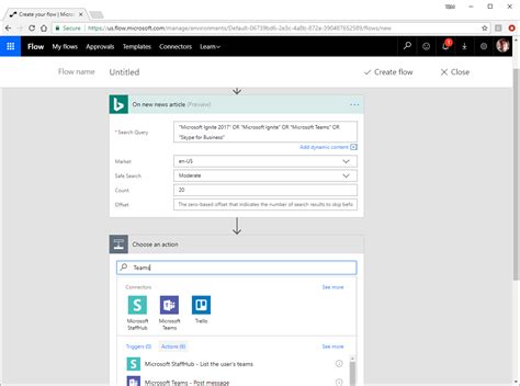 ucomsgeek using microsoft flow to search bing news and post to