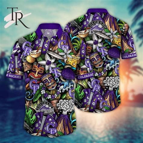 Colorado Rockies Mlb Team Logo And Name Tribal Pattern 3d Hawaiian Shi