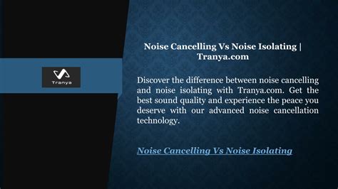 PPT Noise Cancelling Vs Noise Isolating Tranya PowerPoint Presentation ID