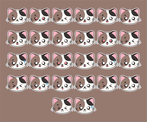 Cute Calico Kitten Character Expression Vector Art At Vecteezy