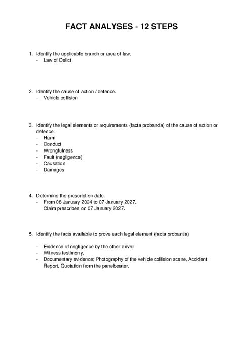Fact Analyses 12 Steps Fact Analysis Fact Analyses 12 Steps Identify The Applicable Branch