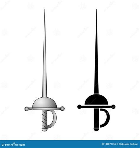 Rapier Medieval Weapon Vector Illustration On White Background For Your Design Game Card