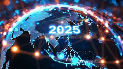Futuristic Global Network Concept With Digital 2025 Highlight Generative Ai Stock Footage