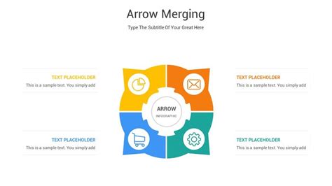 Arrow Merging Diagram With Four Sections For Powerpoint And Google