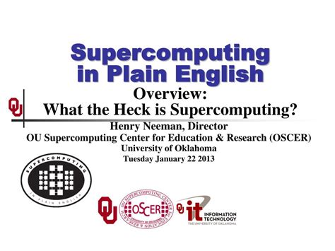 Ppt Supercomputing In Plain English Overview What The Heck Is