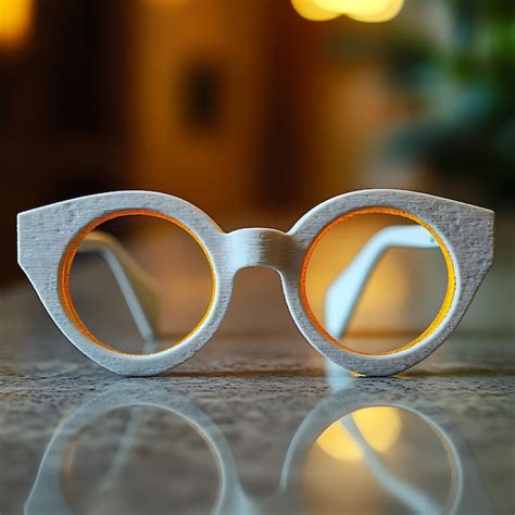 3d Printed White Glasses With Golden Reflection Premium Ai Generated