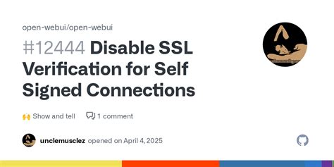 Disable Ssl Verification For Self Signed Connections · Open Webui Open Webui · Discussion 12444