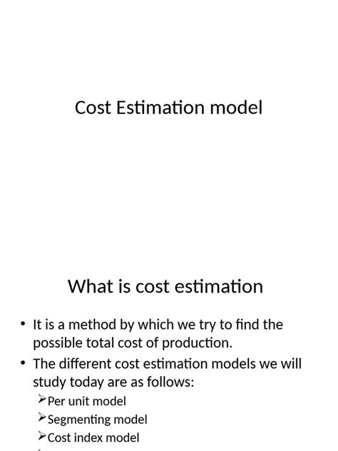 2 Cost Estimation Model Pdf Index Economics Consumer Price Index