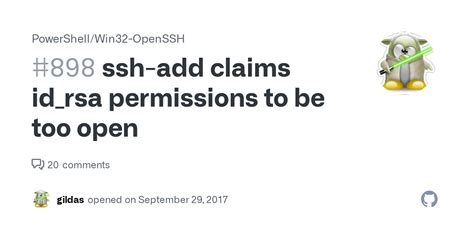 Ssh Add Claims Id Rsa Permissions To Be Too Open Issue PowerShell Win OpenSSH GitHub