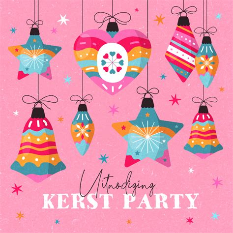 Uitnodiging kerstfeest party kerstballen | Kaartje2go
