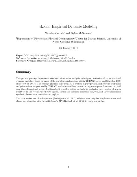 Pdf Skedm Empirical Dynamic Modeling