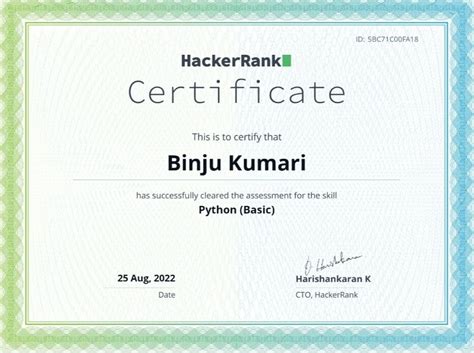 Thankyou Hackerrank Python Binju Kumari