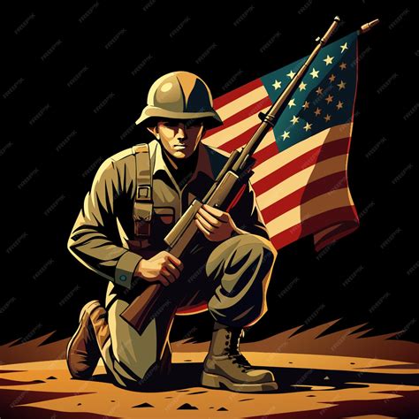 A Soldier Kneels In A Solemn Pose Gripping A Rifle With A Grave Expression He Is Dressed In