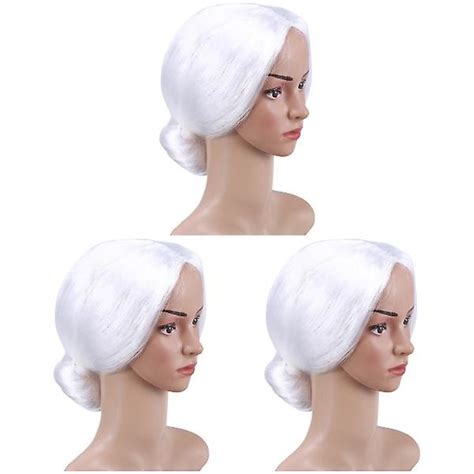 3 Pack Gammal Dam Peruk Kostym Fru Jultomten Mormor Gammal Kvinna Peruk