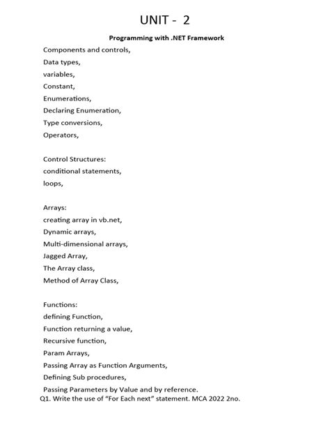 Unit 2 Net Pdf Data Type Control Flow