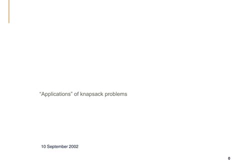 Ppt “applications” Of Knapsack Problems Powerpoint Presentation Free