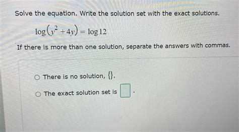Solved Solve The Equation Write The Solution Set With The Chegg Com