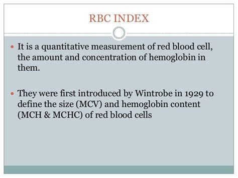 Rbc Indices