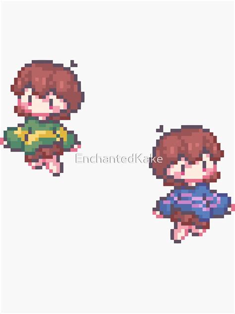 Chara Frisk Pixel Art Sticker For Sale By Enchantedkake Redbubble