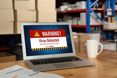 Virus Warning Alert On Computer Screen Detected Modish Cyber Threat